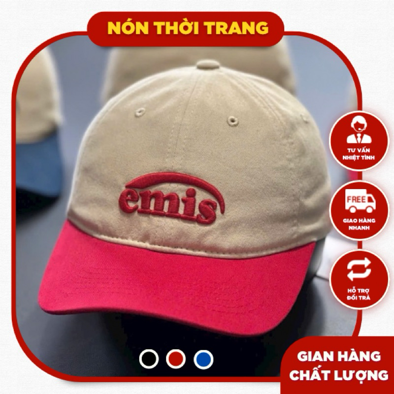 Soft baseball cap with emis embroidered logo, Korean style, red border ...