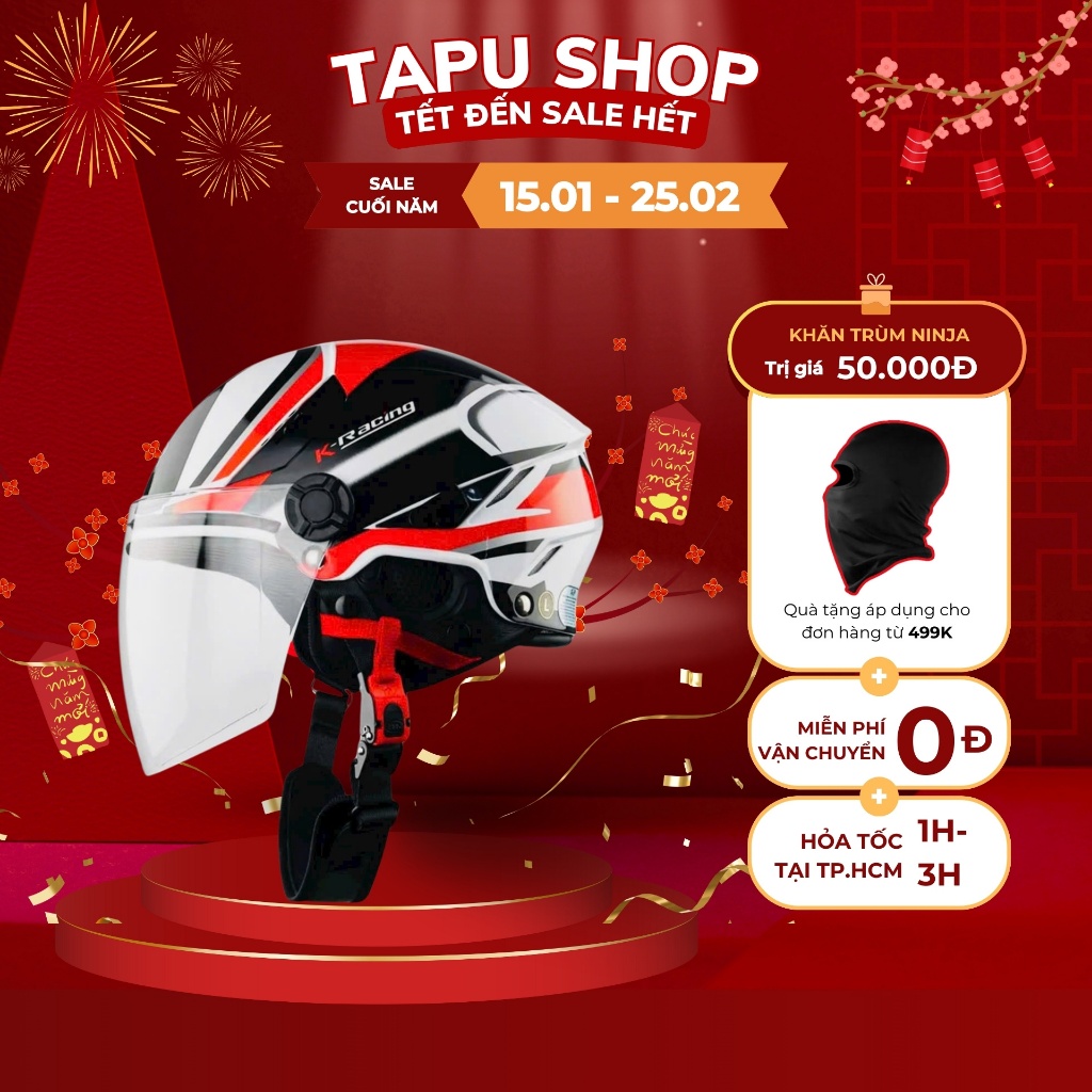 Klt 1/2 K6 half-head helmet with white, red, black glasses, size M,L ...