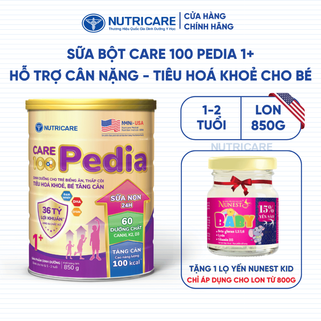 Care 100 GOLD PEDIA 1+ Nutricare Powdered Milk Supports Weight Gain ...