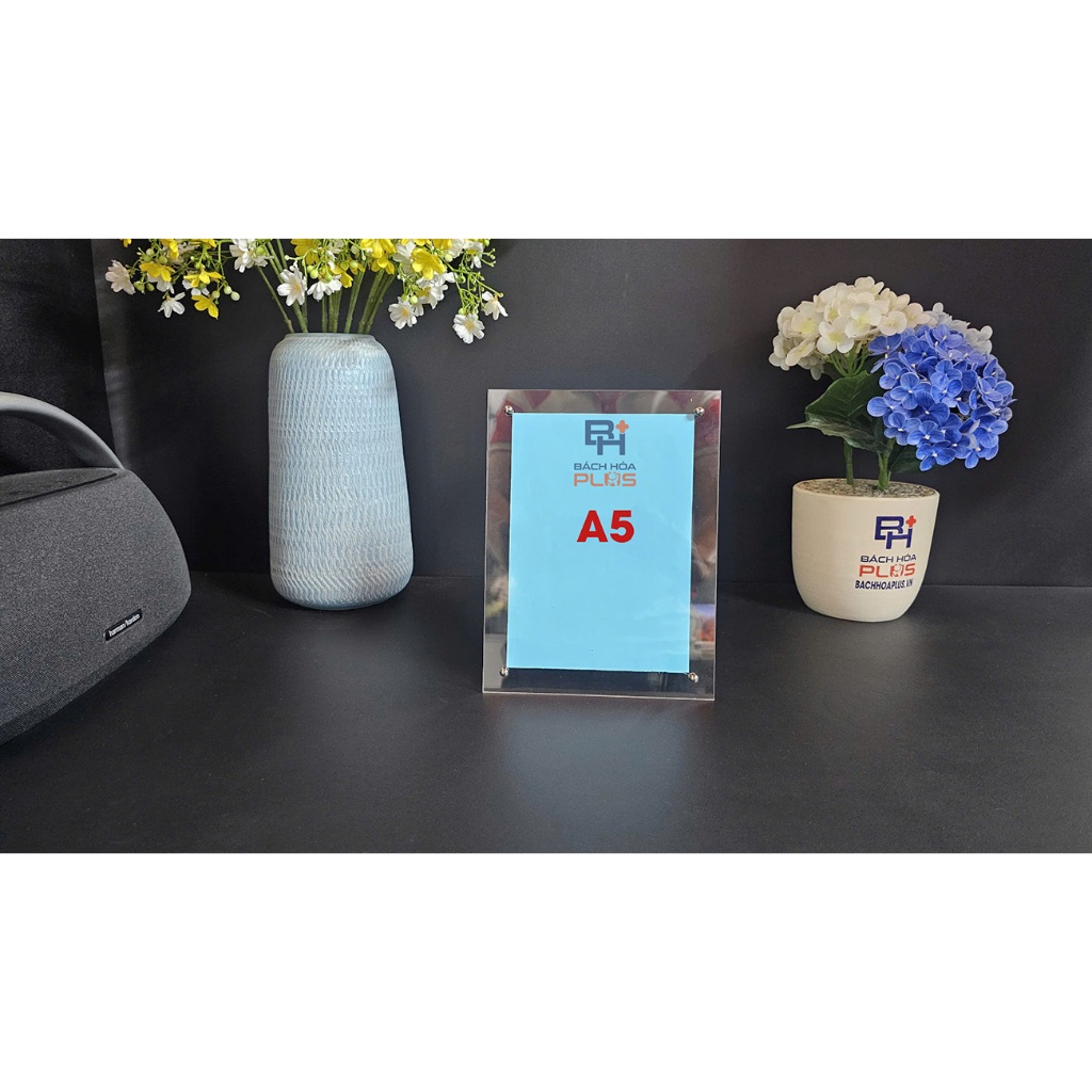 Desktop A5 mica photo frame with stainless steel legs, A5 mica photo ...