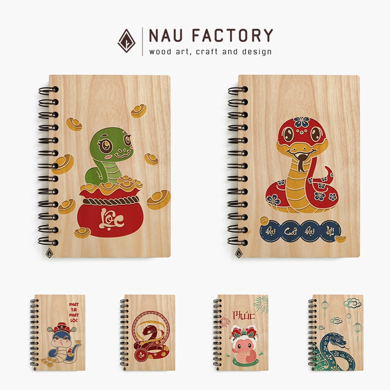 Printed notebook CNY At Ty 2025 - A5/B6 size Maple wood cover notebook ...
