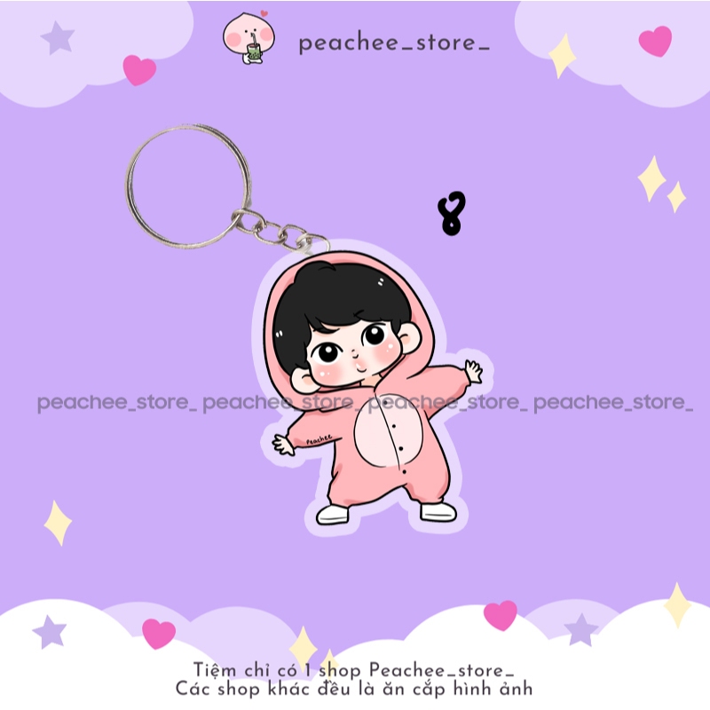 Bts Jin wearing pink mascot BTS muster chibi mica keychain 3cm | Shopee ...