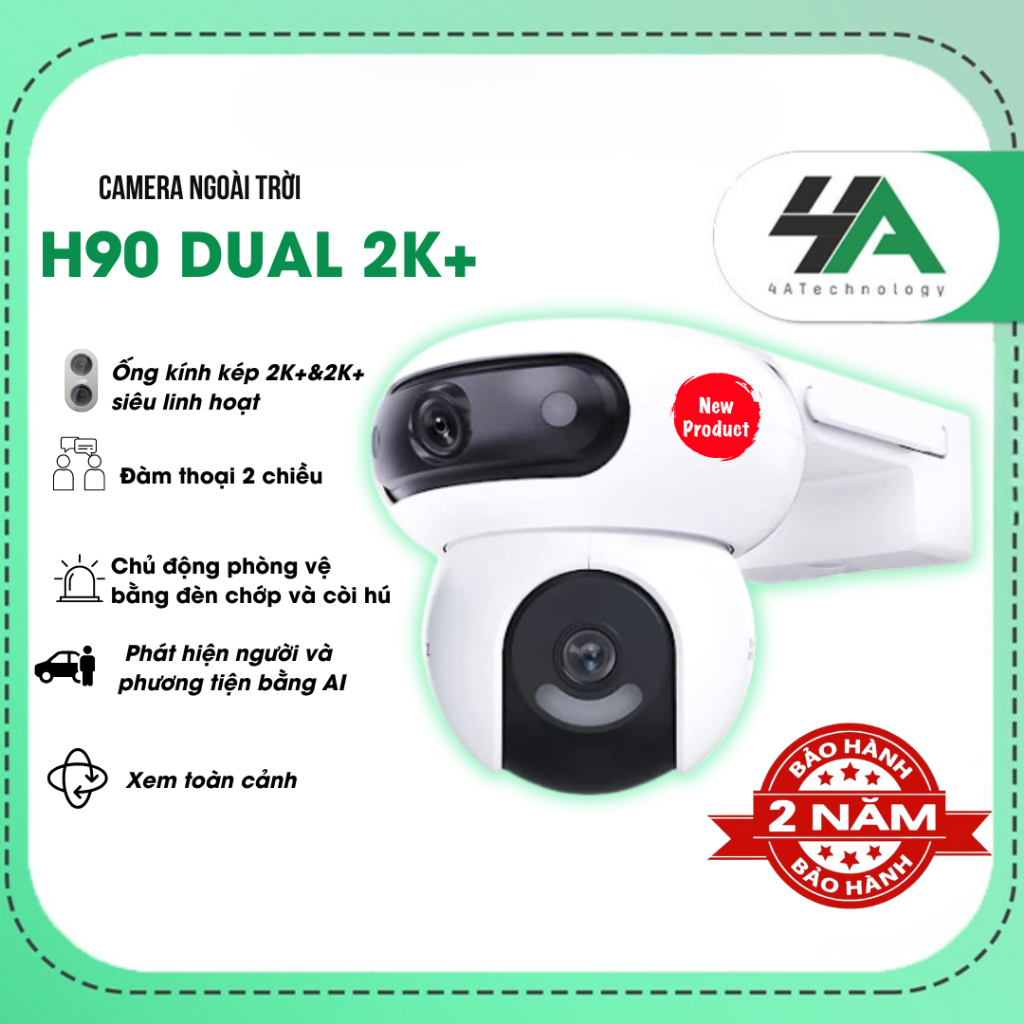 EZVIZ H90 Dual Wifi Camera (4MP+4MP) 2 Eyes 360 Degree Rotation 2-Way ...