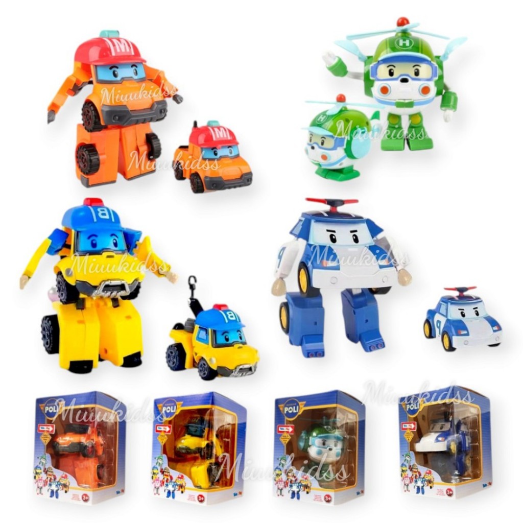 Toy Set (Mark + Bucky + Helly + Poli) Robocar Poli Transformation Robot ...