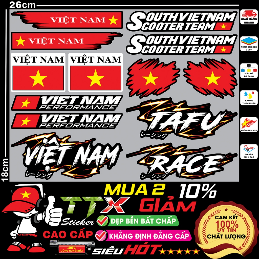 Sticker stickers for Vietnamese electric vehicles, race, tafu ...