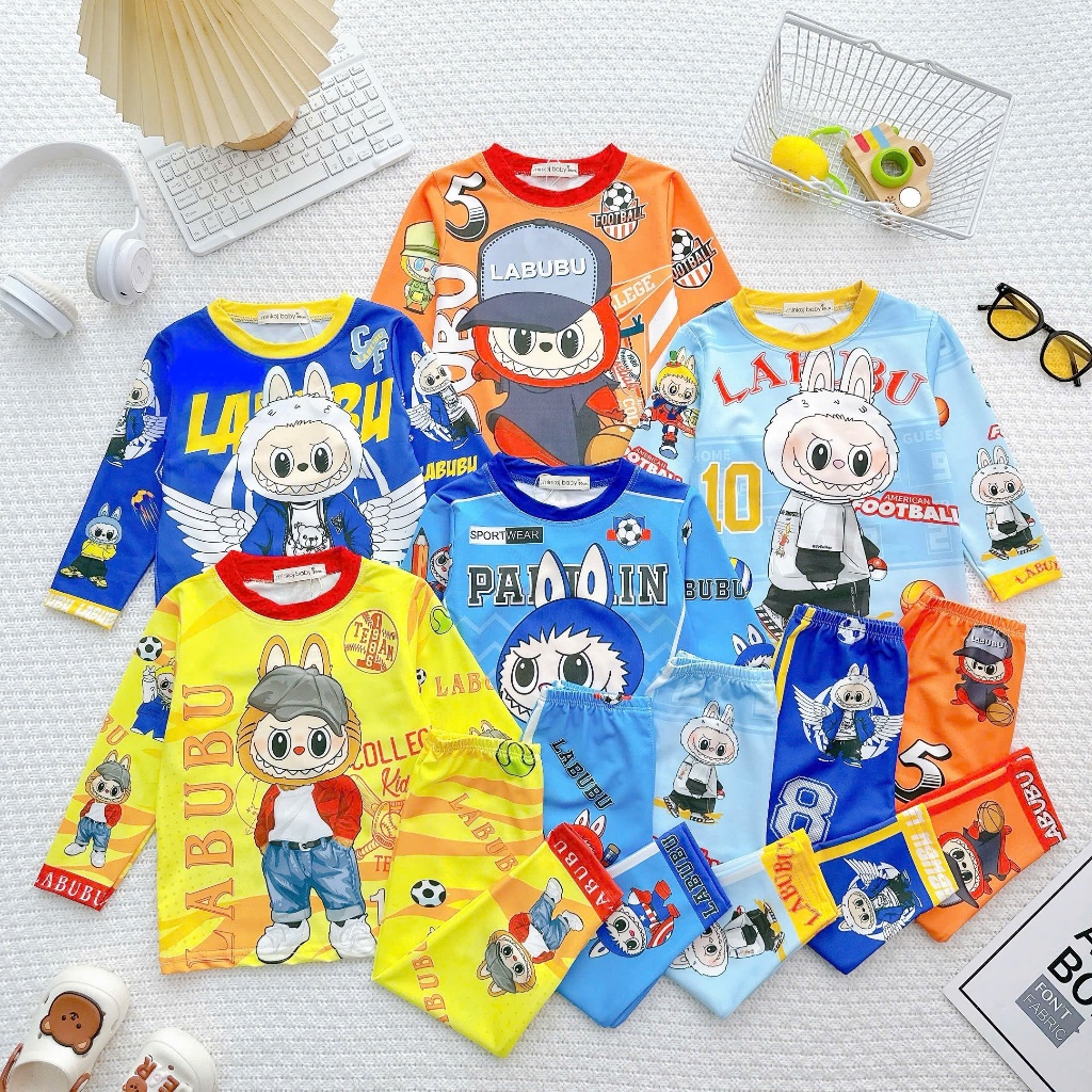 Labubu long-sleeved sports set for children from 7-28kg made of 3d cold ...