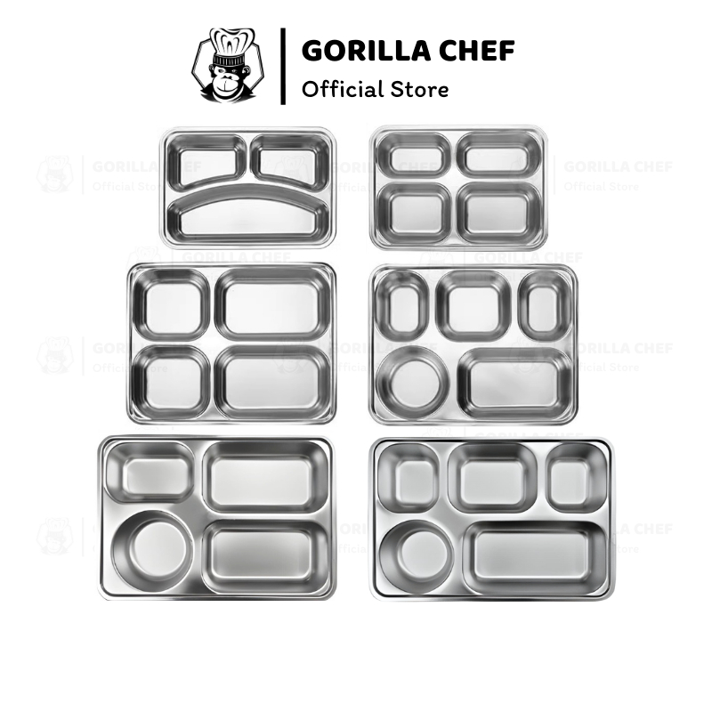 Gorilla Chef Korean style 3/4/5 deep compartment stainless steel rice ...