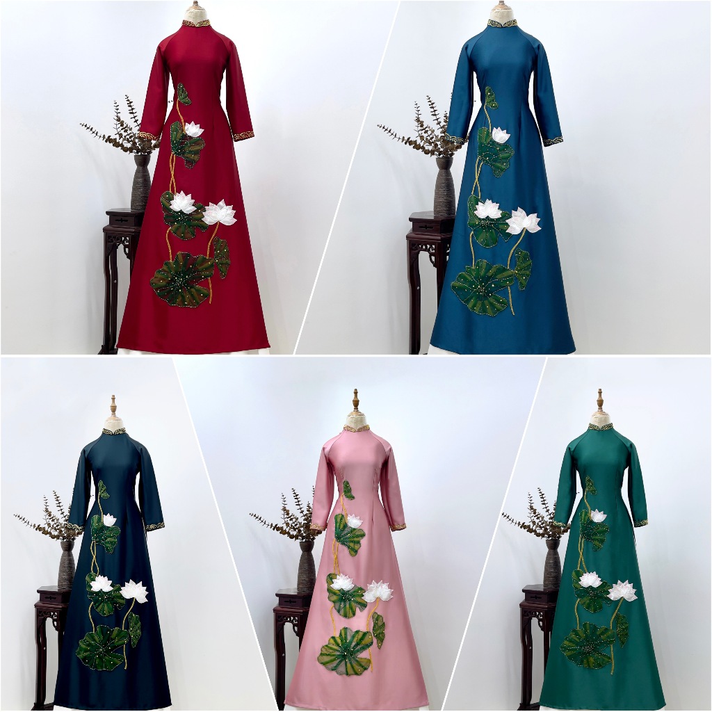 High-quality Queen's silk Huong Phuong Ao Dai with traditional shape and beautiful, luxurious ...