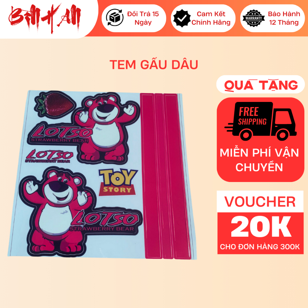 Half Head Helmet Sticker Painted 1/2 Super Cute Strawberry Bear Car ...