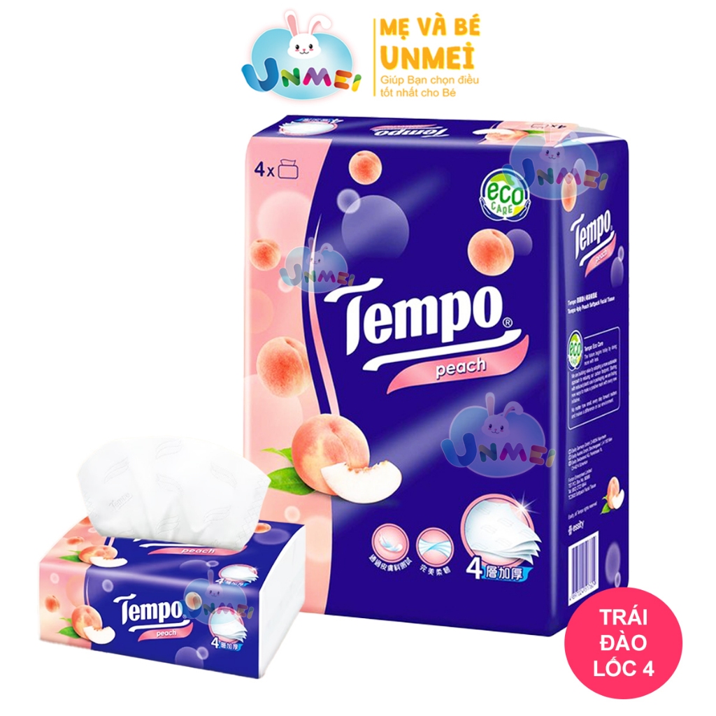 Lot of 4 Packs of Tempo Premium Peach Flavored Tissues, 4 Layers, Non ...