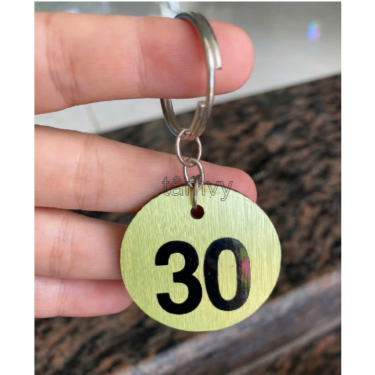 Room keychain, serial number card, Scratched Bronze Color, made numbers ...