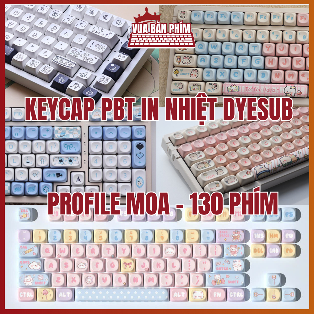 Pbt profile MOA keyboard button keycap set 130 buttons, cute patterns ...