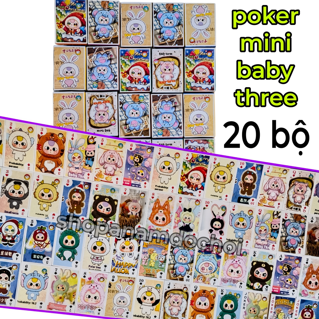 Pack of 20 mini baby three poker sets, baby three mini version poker ...