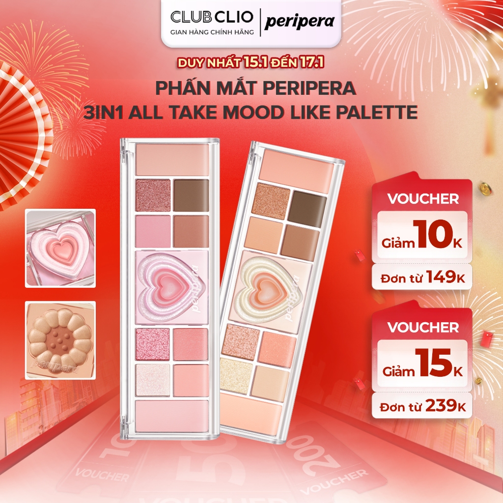 Peripera 3IN1 Eyeshadow All Take Mood Like Palette Combination Blush ...