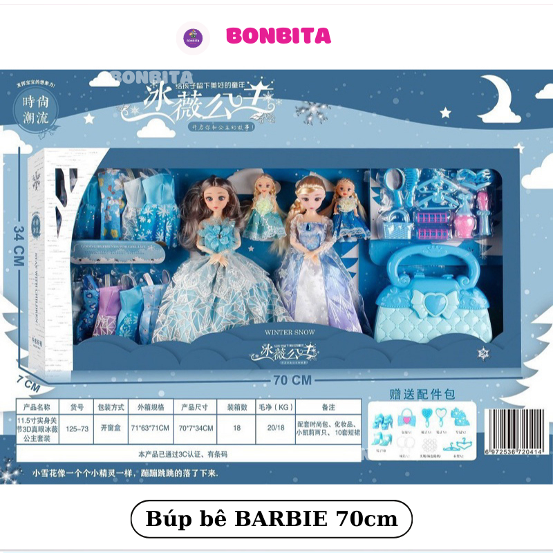 Princess Elsa Barbie Doll Set with Accessories - Gift Box for Girls ...