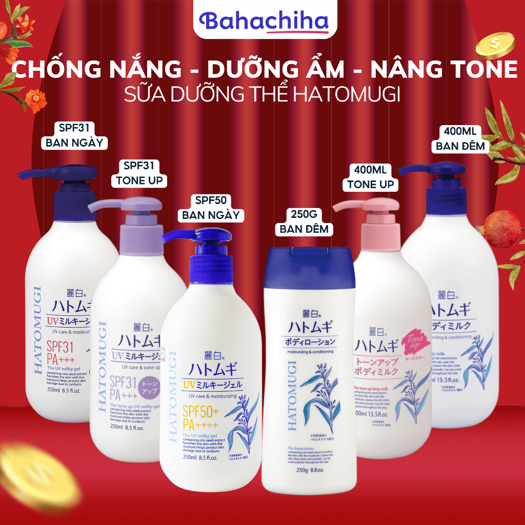 Reihaku Hatomugi Skin Whitening Body Lotion and Sunscreen (Full set ...