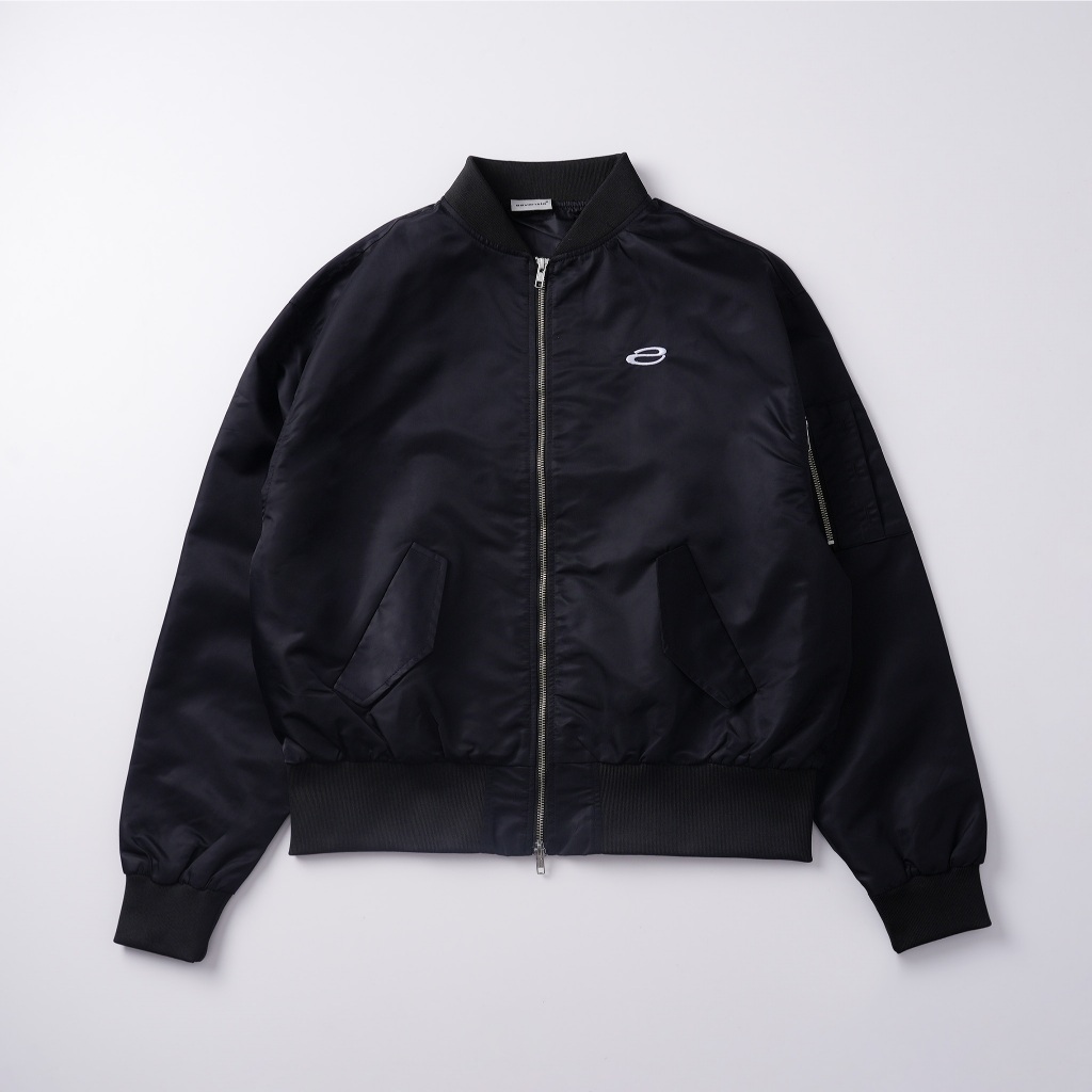 Boxy Form Black Satin Bomber Jacket | The SEVEN HERITAGE BOXY BOMBER ...