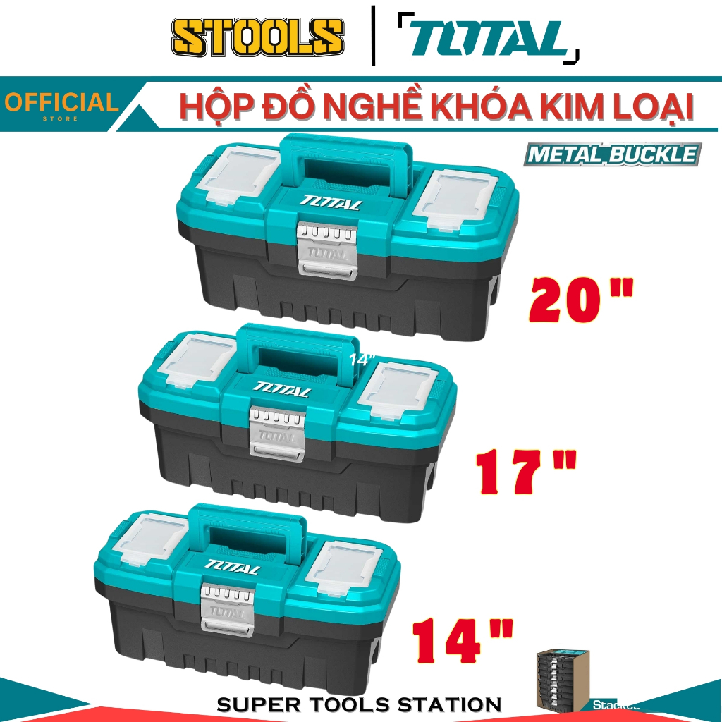 Total high-quality metal locking tool box, heavy-duty PP plastic, 2 ...