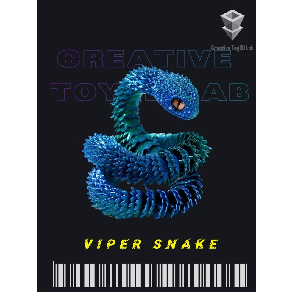 3d printed Viper Snake model toy with big eyes [flexible joints ...