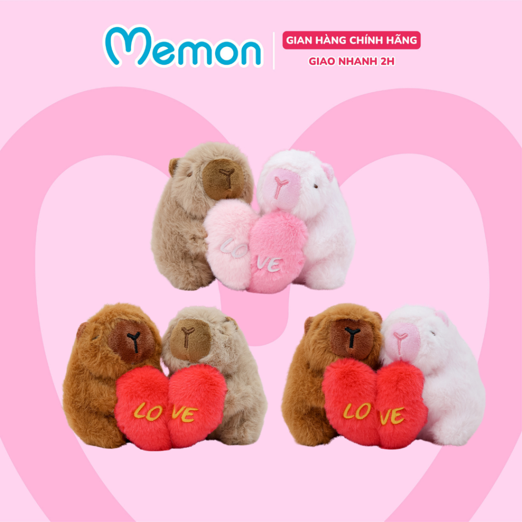 Memon couple capybara heart-hugging teddy bear, high-quality heart-hugging capybara double ...