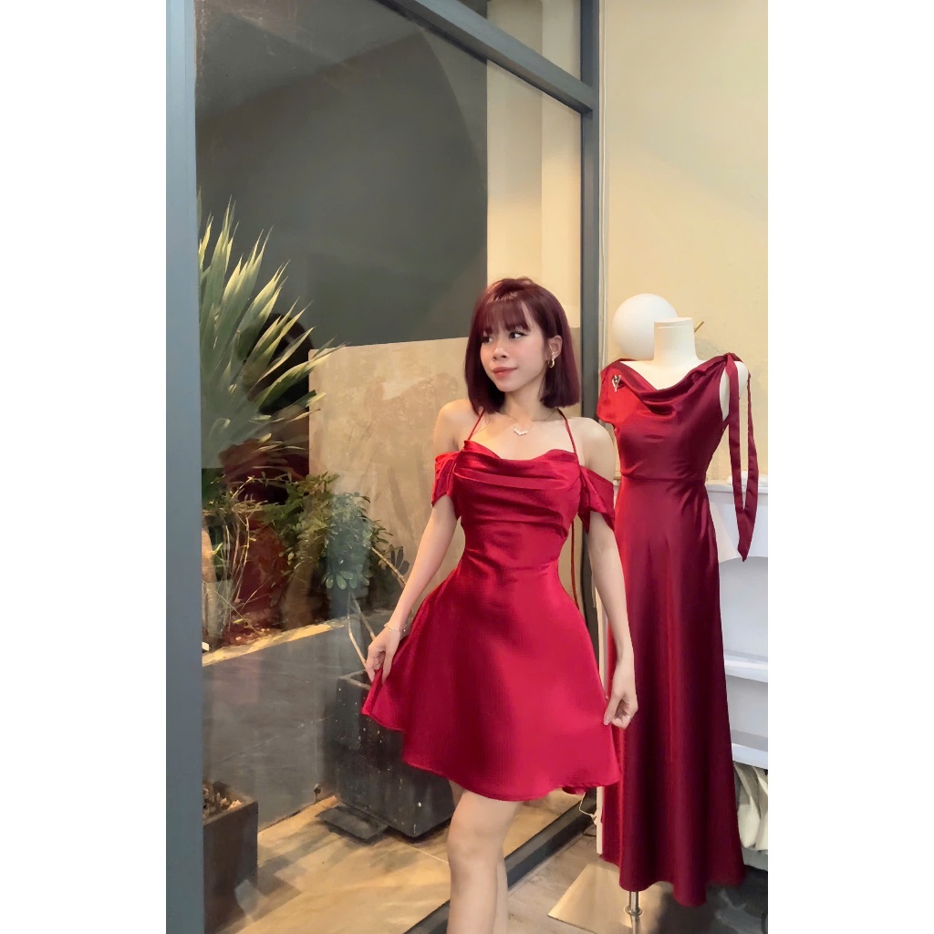 Short off-the-shoulder silk Dress -Dearie Dress, high quality Han Chau ...