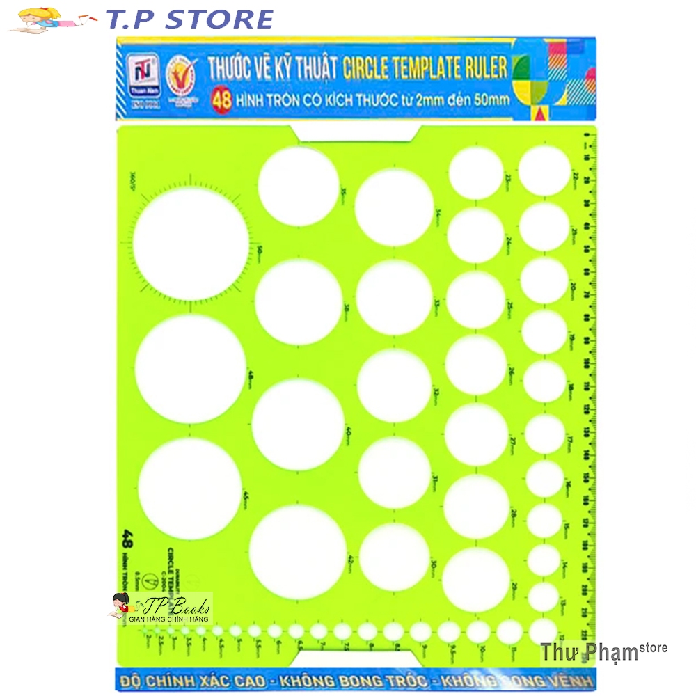 Technical Drawing Ruler 48 Circles Sizes From 2mm - 5mm (Hard Plastic ...