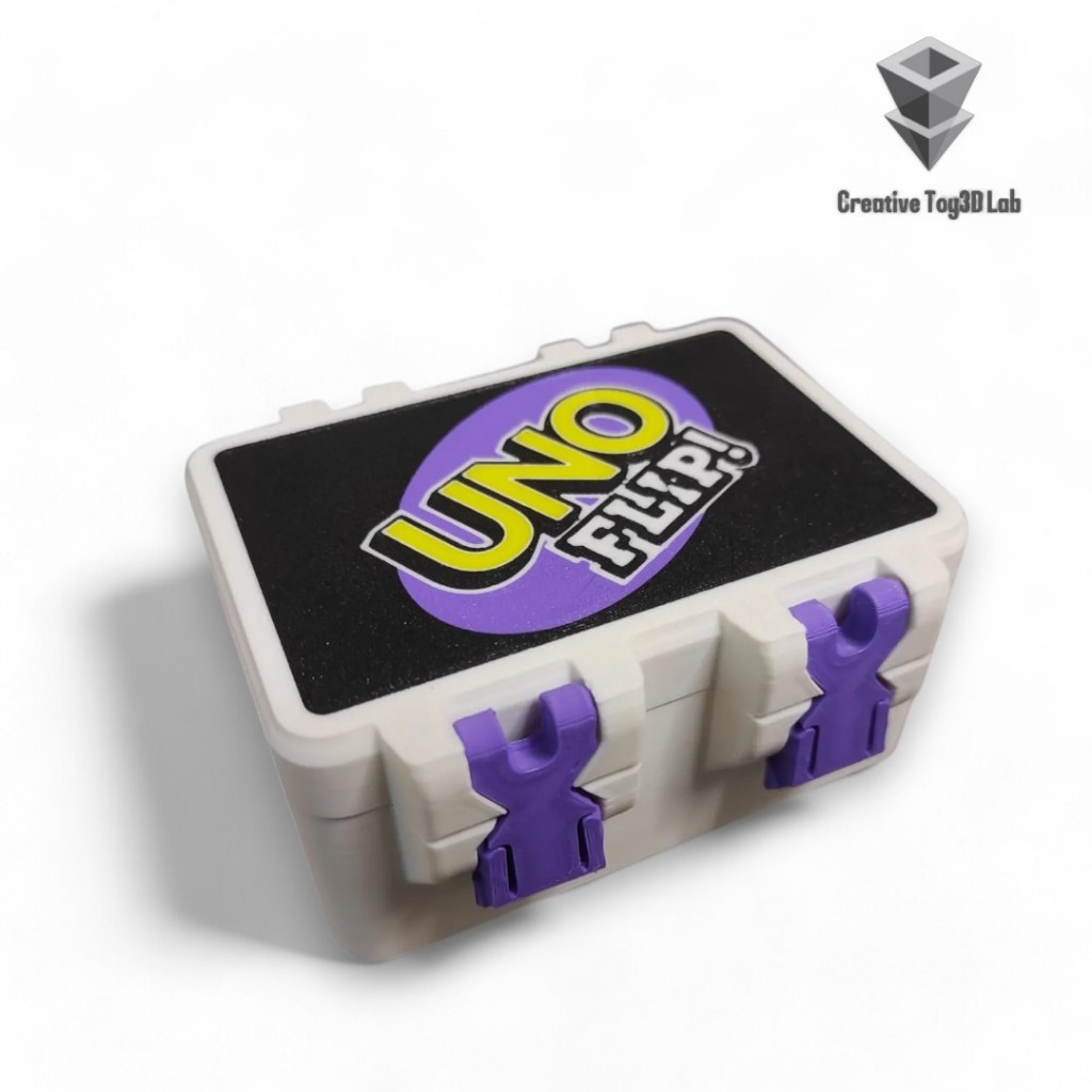 Uno CARD BOX with 2 large 3D printed trays with lock [UNO CARD BOX ...
