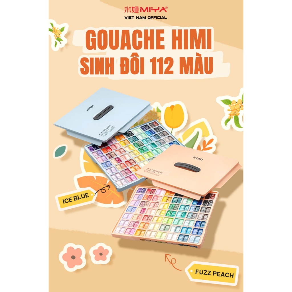 Gouache Himi Twin Split Cup Set - 112 Color Version x 12ml (Free paper ...