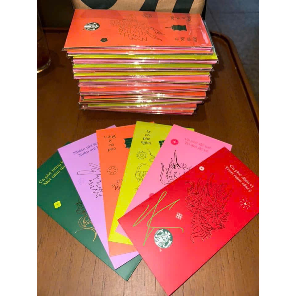 STARBUCKS Set of 6 lucky money envelopes Genuine StarbucksCNY 2024 ...