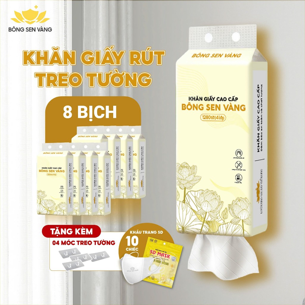 Box of 8 Golden Lotus Wall-Mounted Paper Towels (Free 10c 5D masks + 4 ...