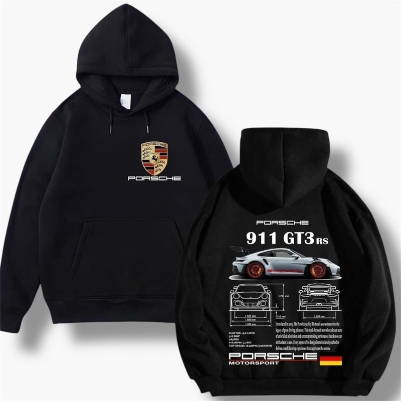 Porsche 911 High Quality 2-Layer Hooded Cotton Hoodie Jacket Men's and ...