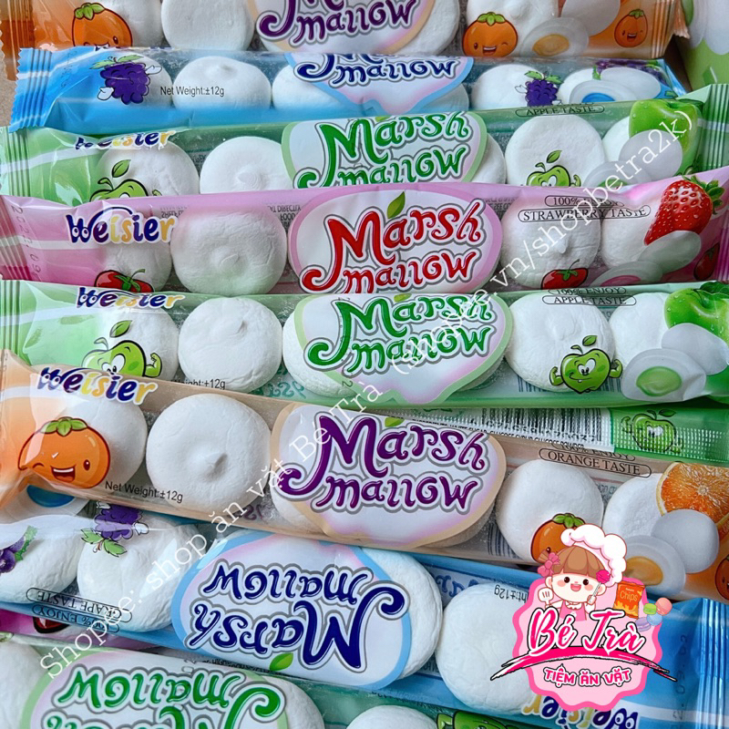 Marsh mallow cotton candy filled with fruit jam (12gr pack) | Shopee ...