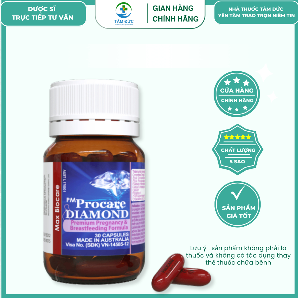 [Genuine] Pm Procare DIAMOND bottle of 30 Vitamin tablets for pregnant ...