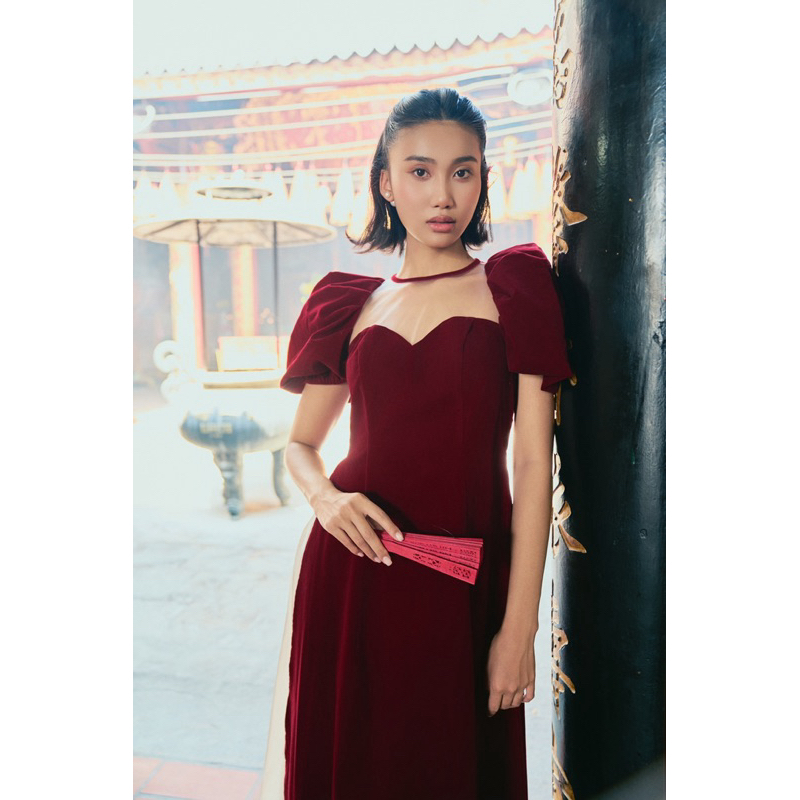 Renovated Ao Dai Red Velvet Ao Dai | Shopee Malaysia