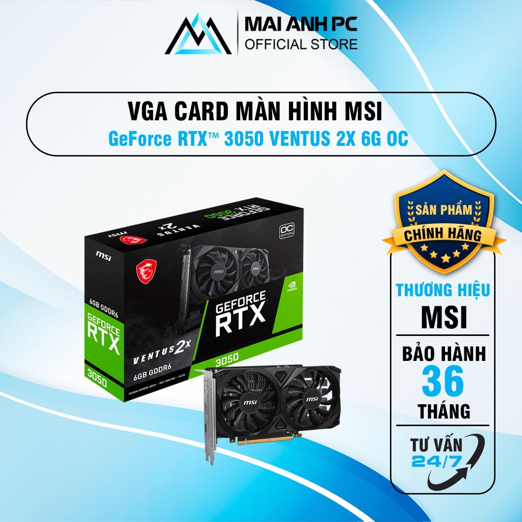 Genuine MSI GeForce RTX 3050 VENTUS 2X XS 8G OC VGA video Card | Shopee ...