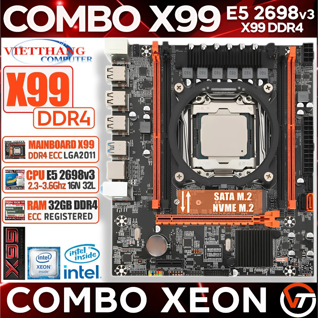 Combo X99 DDR4 Emulator - Main X99 DDR4 OEM + CPU Xeon E5 2698v3 16N ...