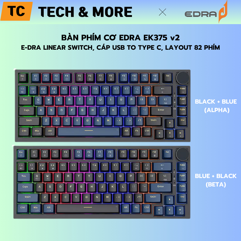 Edra EK375v2 Beta / Alpha mechanical keyboard - 82-key Layout - Type C ...