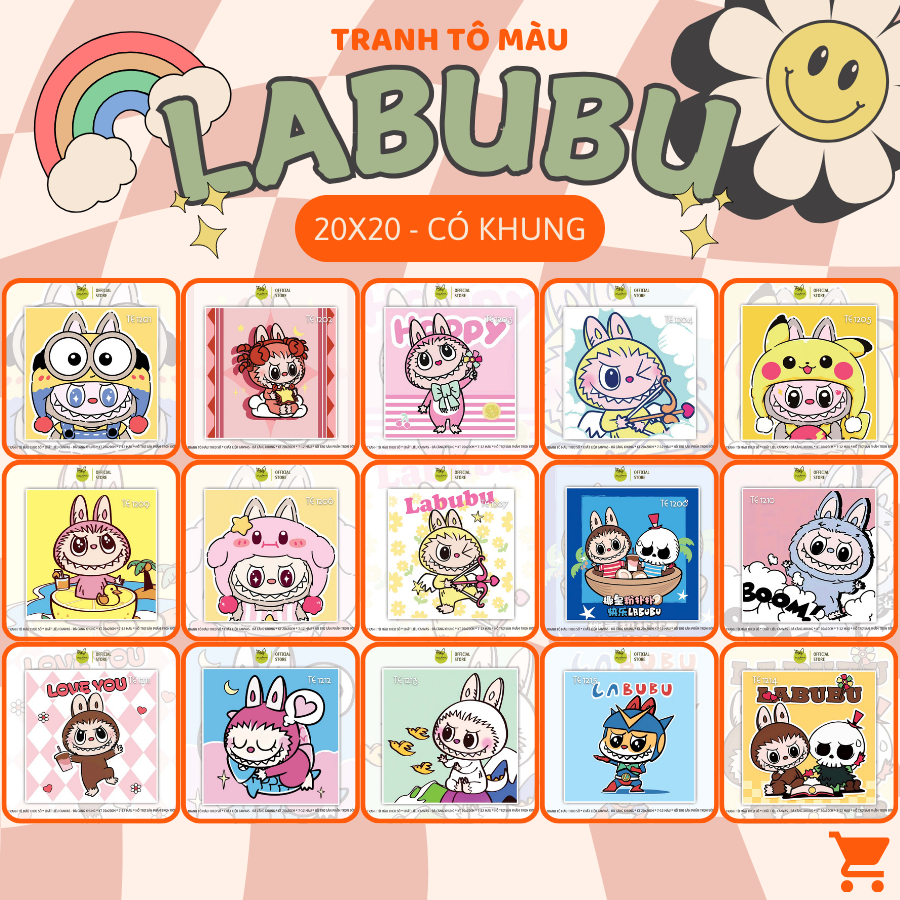 Coloring by numbers, digital painting LABUBU theme, size 20x20cm ...