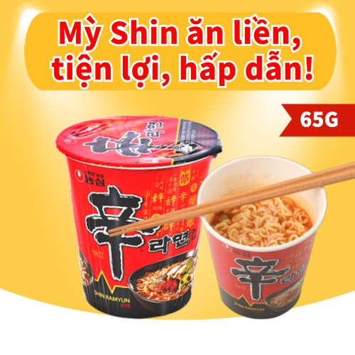 Shin instant noodles in cup form are spicy, attractive, convenient when ...