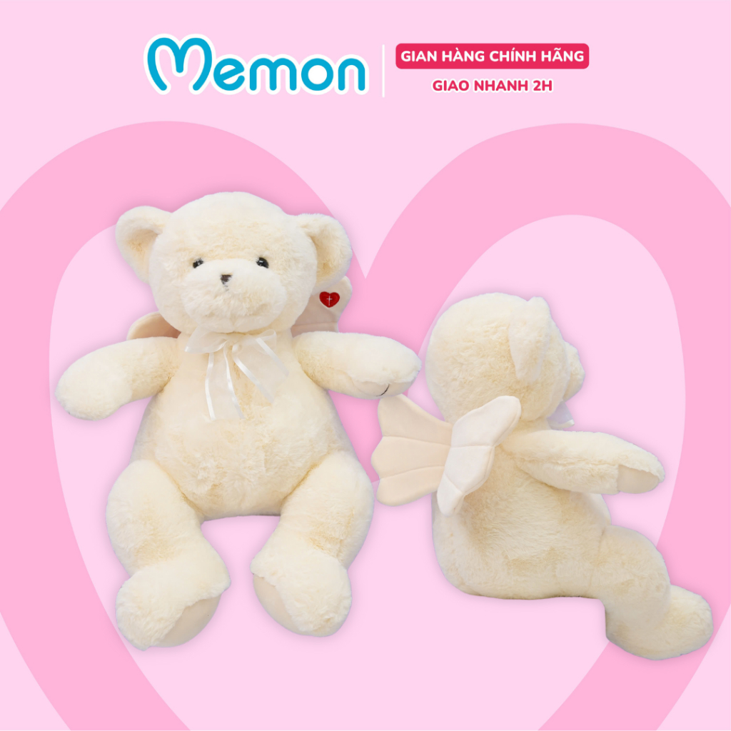 White angel teddy bear wearing Memon bow, premium soft angel wing teddy ...
