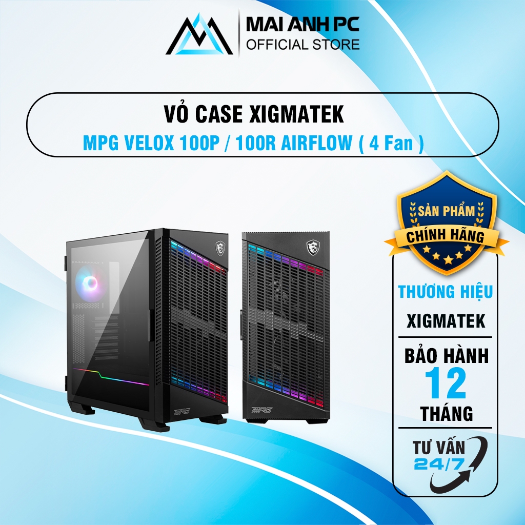 Msi MPG VELOX 100P / 100R AIRFLOW Computer Case (4 Fans) | Shopee Malaysia