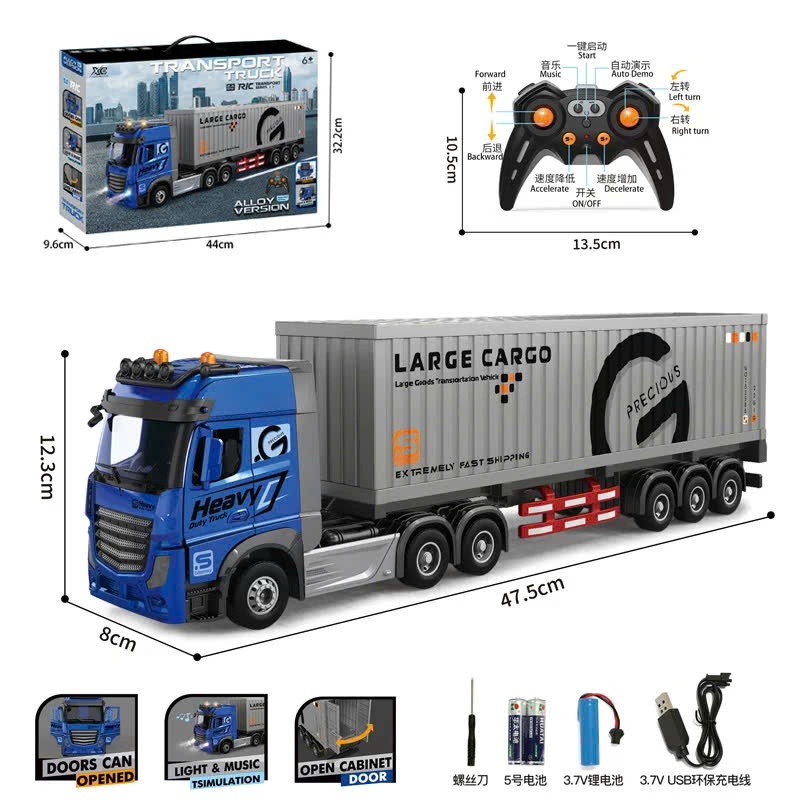 Remote-controlled container truck, tank truck, and tank truck toys with ...