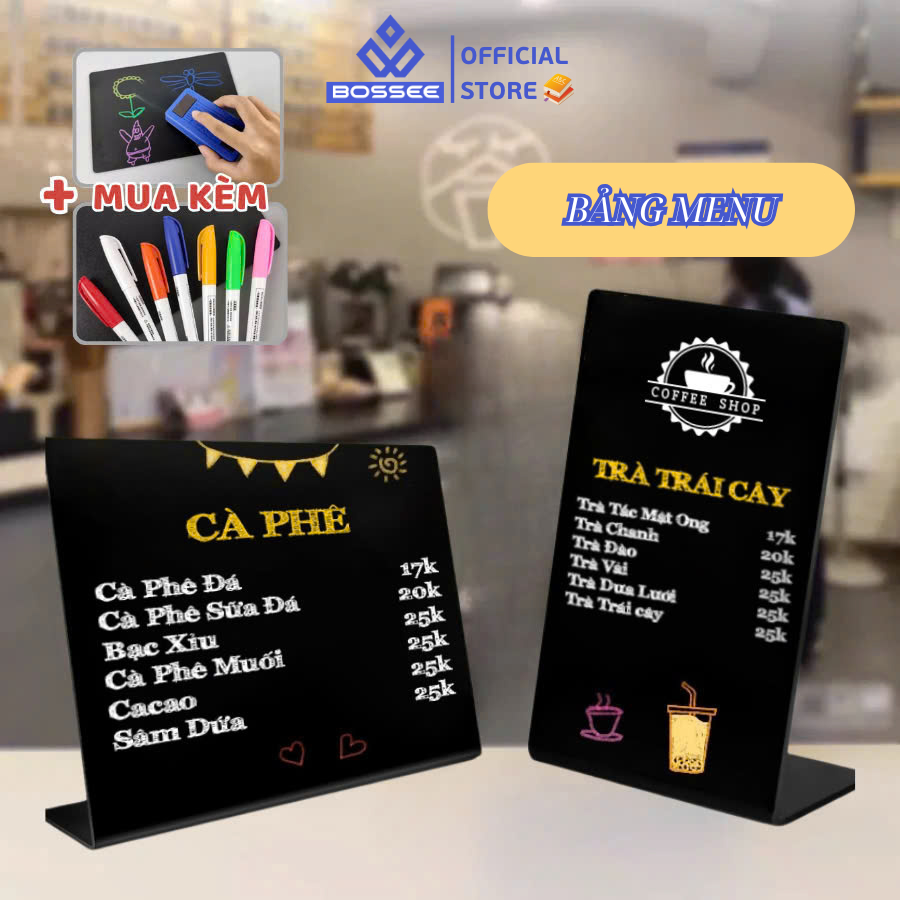 L-shaped Acrylic Blackboard Menu Board for Horizontal and Vertical ...