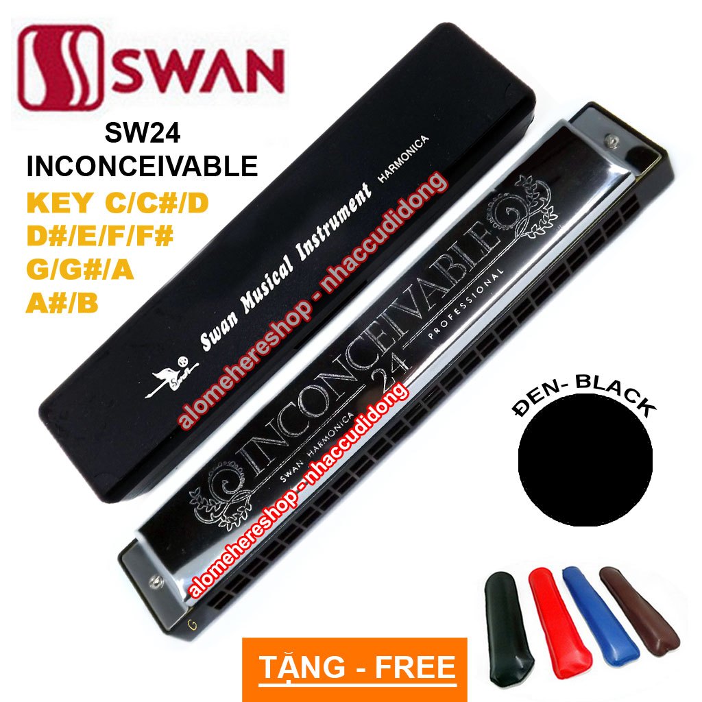 Swan Inconceivable SW24 Tremolo Harmonica 12 Key C/C /D/D /E/F/F /G/G /A/B (Black) | Shopee Malaysia
