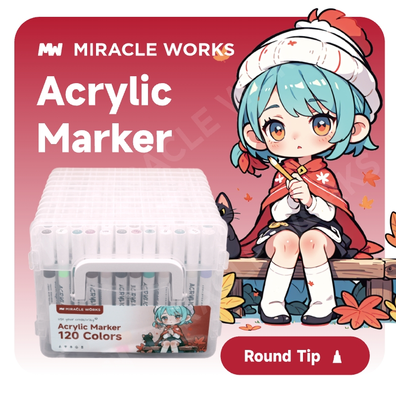 Miracle Works Acrylic Marker Pens 36/48/60/80/120 colors (90% More Ink ...