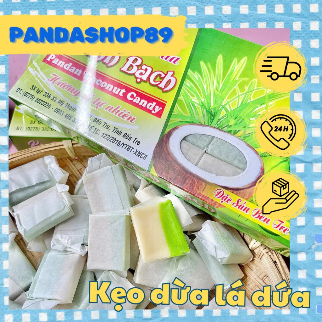 Thanh Bach coconut candy, Ben Tre specialty pandan coconut candy (box ...