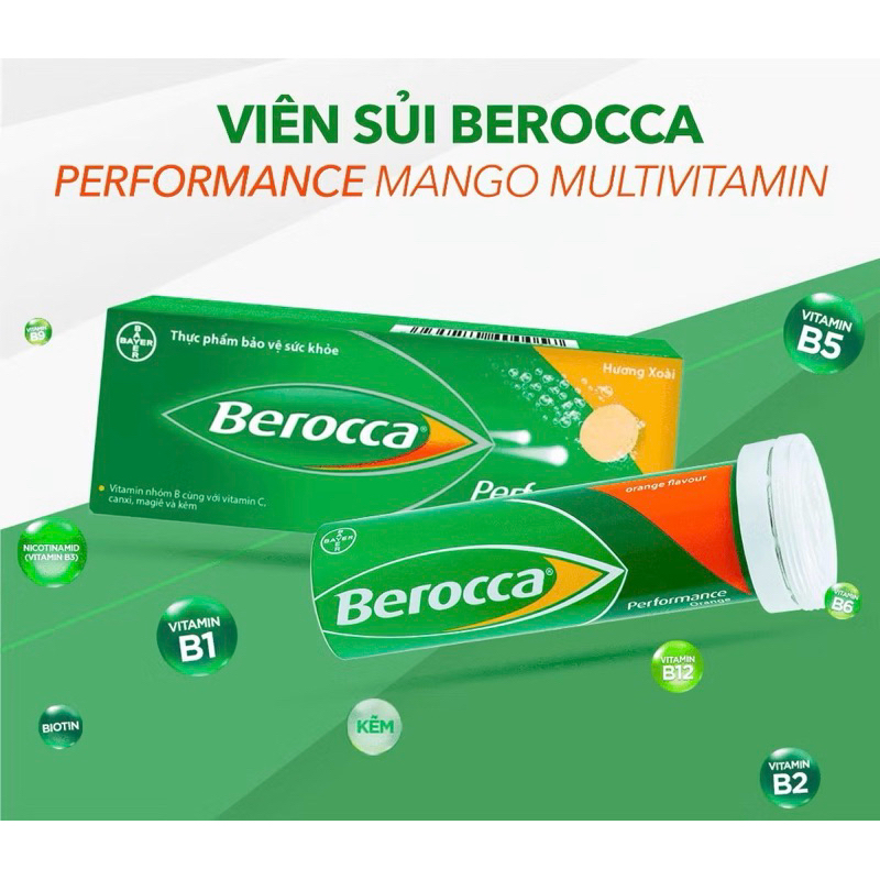 Berocca effervescent tablets supplemented with vitamins and minerals Performance mango flavor ...