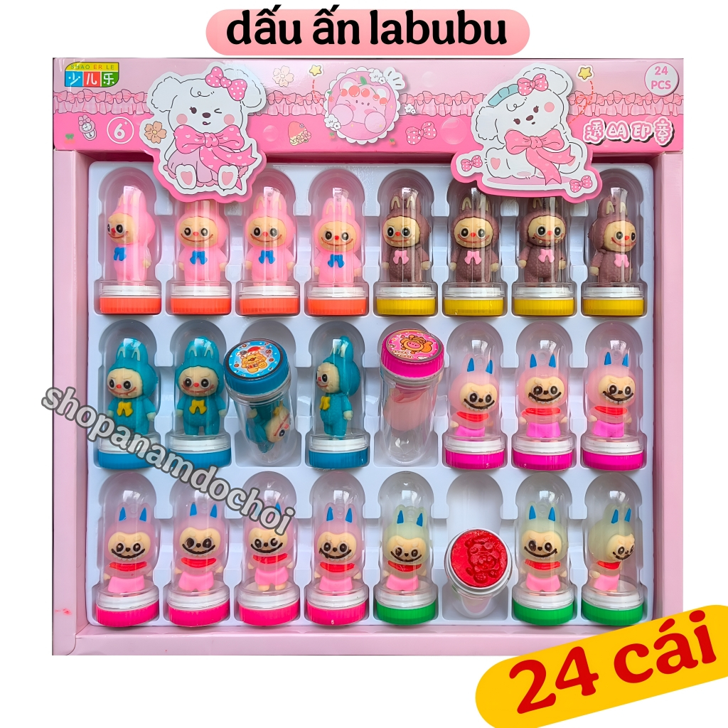 Tray of 24 labubu seals, labubu stamp game | Shopee Malaysia