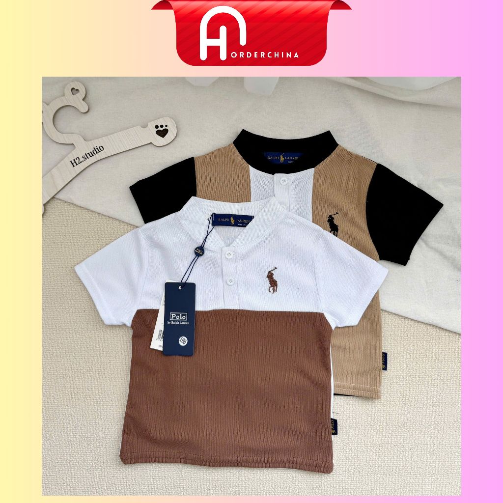 Set of 2 boys' polo shirts with embroidered chest, beautiful color ...