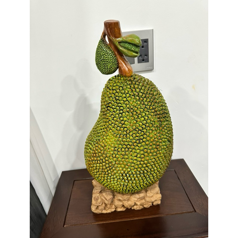 Wooden jackfruit 42cm high with jade base for display | Shopee Malaysia
